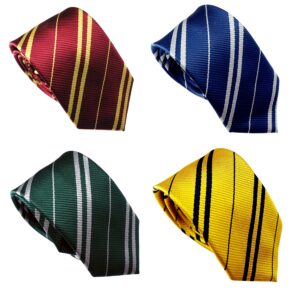 lilments 4 pack pinstriped formal necktie tie set (multicolored set a)