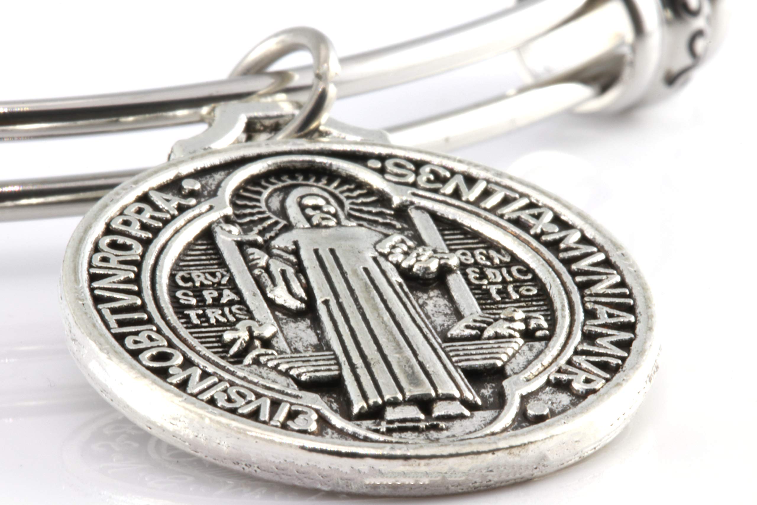 San Benito Bracelet | St Benedict Medals are Great Catholic Gifts or Confirmation Gifts and Medalla de san Benito a Stainless Steel Bangle for Sensitive Skin a Saint Benedict Bracelet for Men or Women