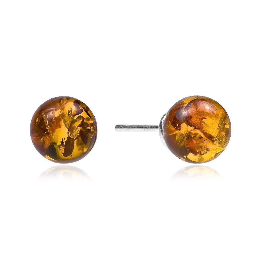 Ian and Valeri Co. Amber Sterling Silver Stud Ball Earrings 8 mm