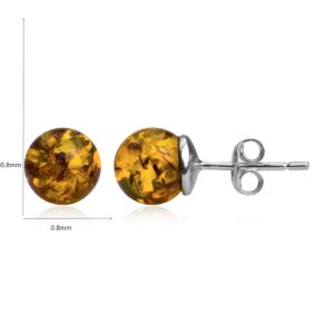 Ian and Valeri Co. Amber Sterling Silver Stud Ball Earrings 8 mm