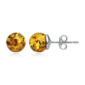 Ian and Valeri Co. Amber Sterling Silver Stud Ball Earrings 8 mm