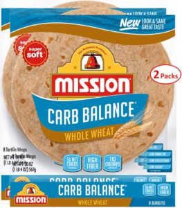 mission 10 inch carb balance whole wheat tortillas large burrito 8 ct 20 oz pack of 2 total of 40 oz kosher certified