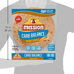 Mission 10 Inch Carb Balance Whole Wheat Tortillas LARGE Burrito 8 ct 20 oz Pack of 2 Total of 40 oz Kosher Certified