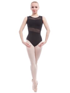 dance favourite ballet leotards for women tank sleeve cotton with mesh ballet dancewear adult dance practice clothes gymnastics leotards a1b014 (s)