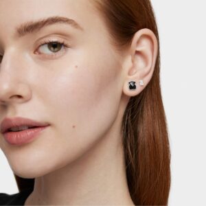 TOUS Sterling Silver and Faceted Onyx Earrings for Women, Size Motif: 7mm, TOUS Color Collection