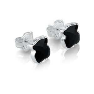 TOUS Sterling Silver and Faceted Onyx Earrings for Women, Size Motif: 7mm, TOUS Color Collection