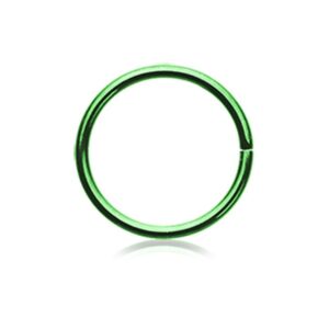 colorline basic steel bendable 316l surgical steel nose hoop (sold individually) (20 ga, 10mm, green)