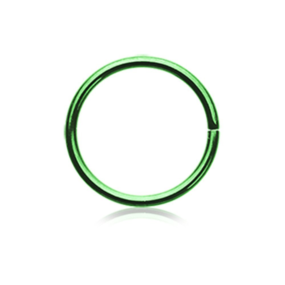 Colorline Basic Steel Bendable 316L Surgical Steel Nose Hoop (Sold Individually) (20 GA, 10mm, Green)