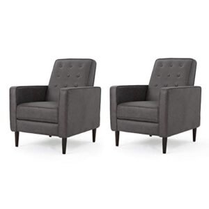 christopher knight home gdfstudio christopher knight home mervynn mid-century modern microfiber recliners, 2-pcs set, slate / dark espresso