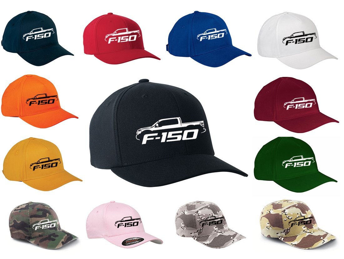 2009-14 Ford F150 F-150 Pickup Truck Classic Outline Design Flexfit hat Cap Large/XLarge Black