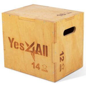 yes4all 3 in 1 wooden plyo box, plyometric box for home gym and outdoor workouts - 16x14x12