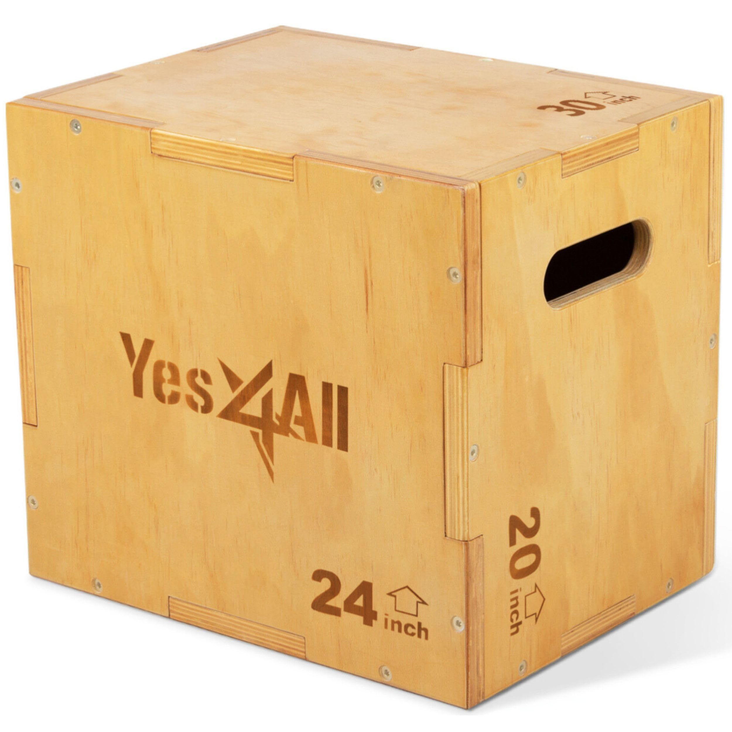 Yes4All 3 in 1 Wooden Plyo Box, Plyometric Box for Home Gym and Outdoor Workouts - 30x24x20", SGQ6