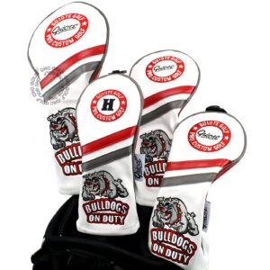 guiote bulldog 1 3 5 h golf headcover white vintage retro driver fairway wood hybrid cover