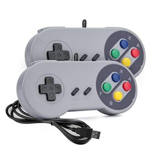 rii game controller, snes retro usb controller, classic gamepad joystick, pc super classic joypad gamestick for pc, raspberry pi, windows mac liunx, android gp100 (grey, 2 pack)