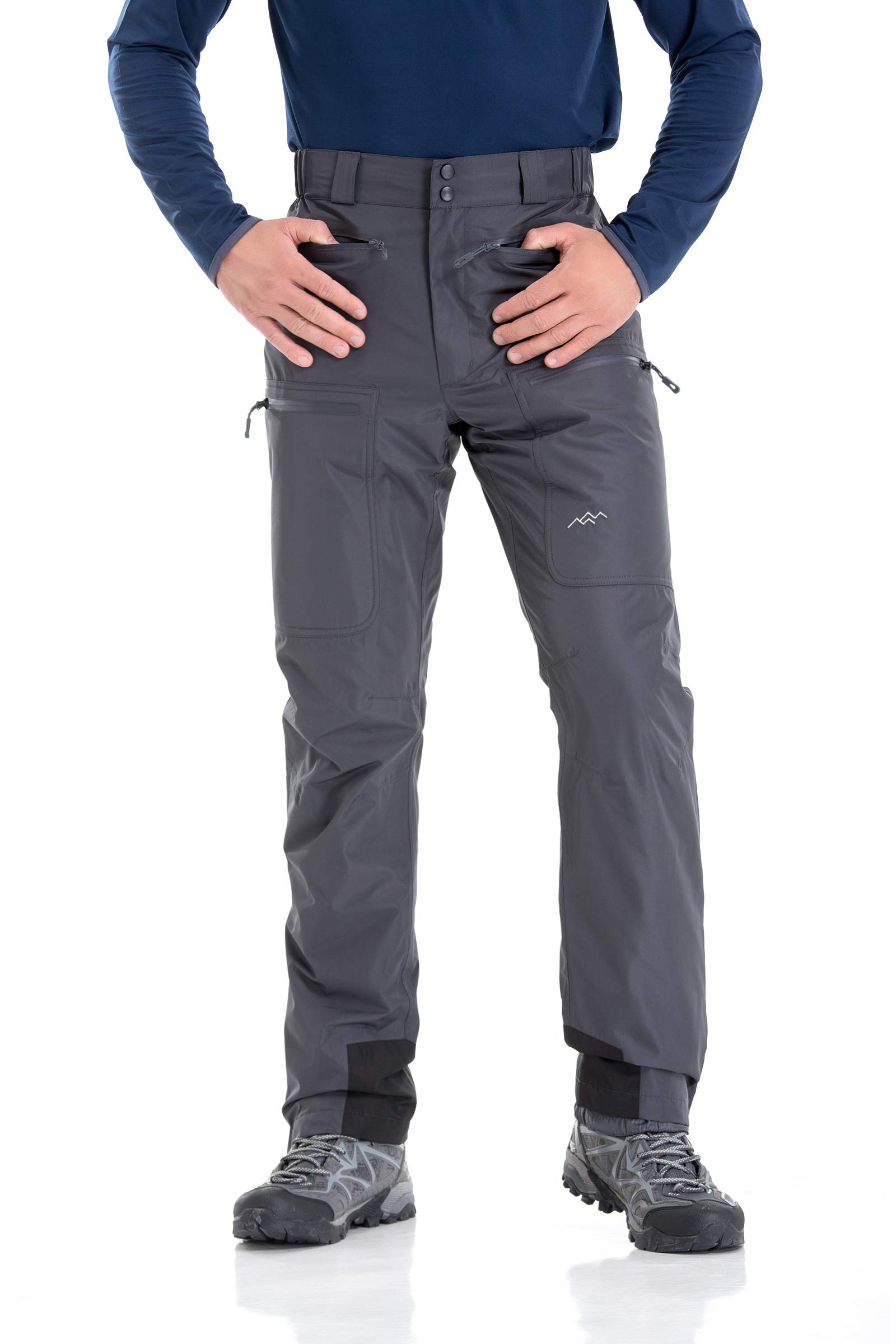 TRAILSIDE SUPPLY CO. Mens-Ski-Snow-Snowboard-Pants, Wind/Waterproof, Insulated, M, Grey