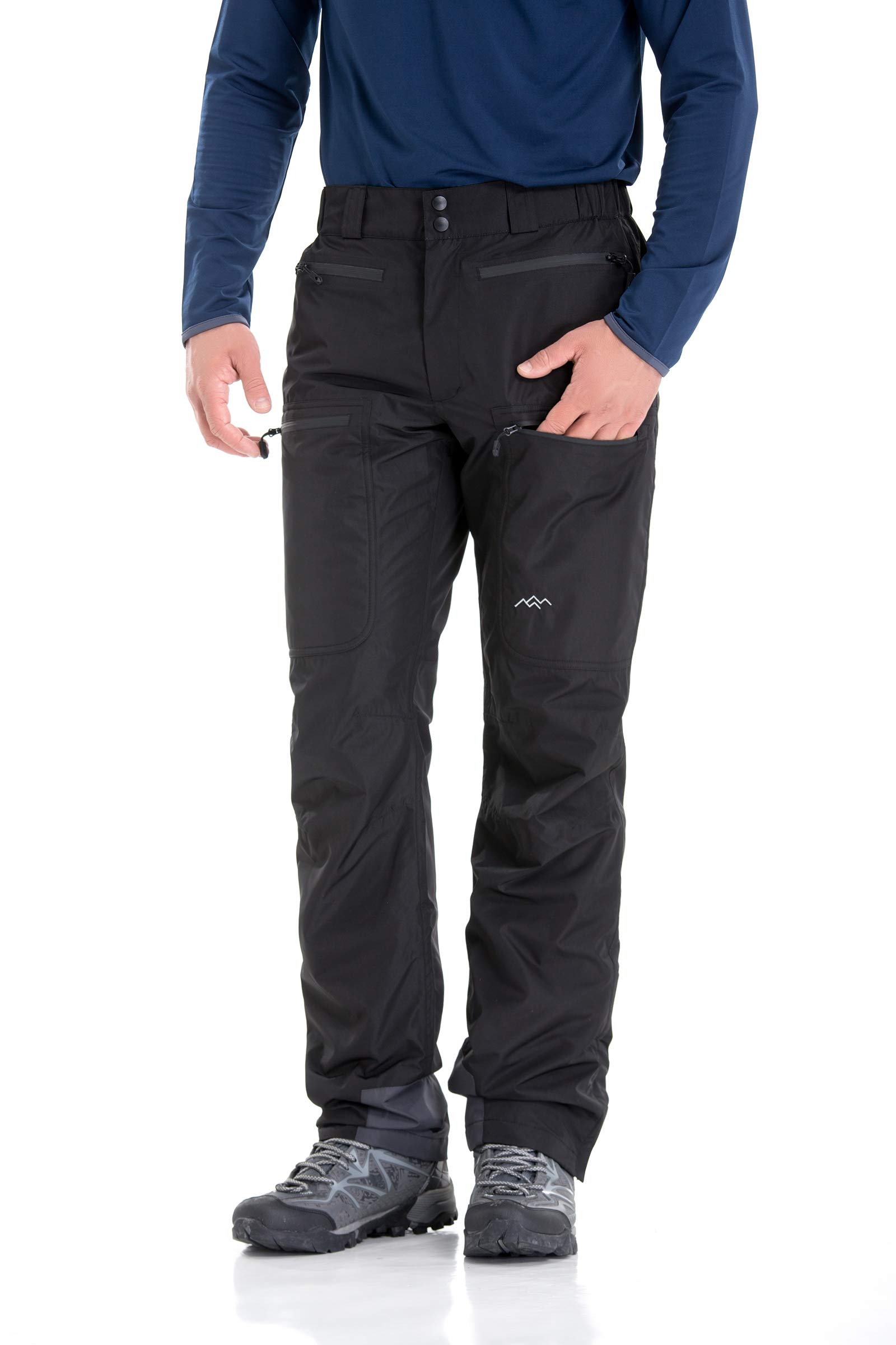 TRAILSIDE SUPPLY CO. Mens-Ski-Snow-Snowboard-Pants, Wind/Waterproof, Insulated, S, Black