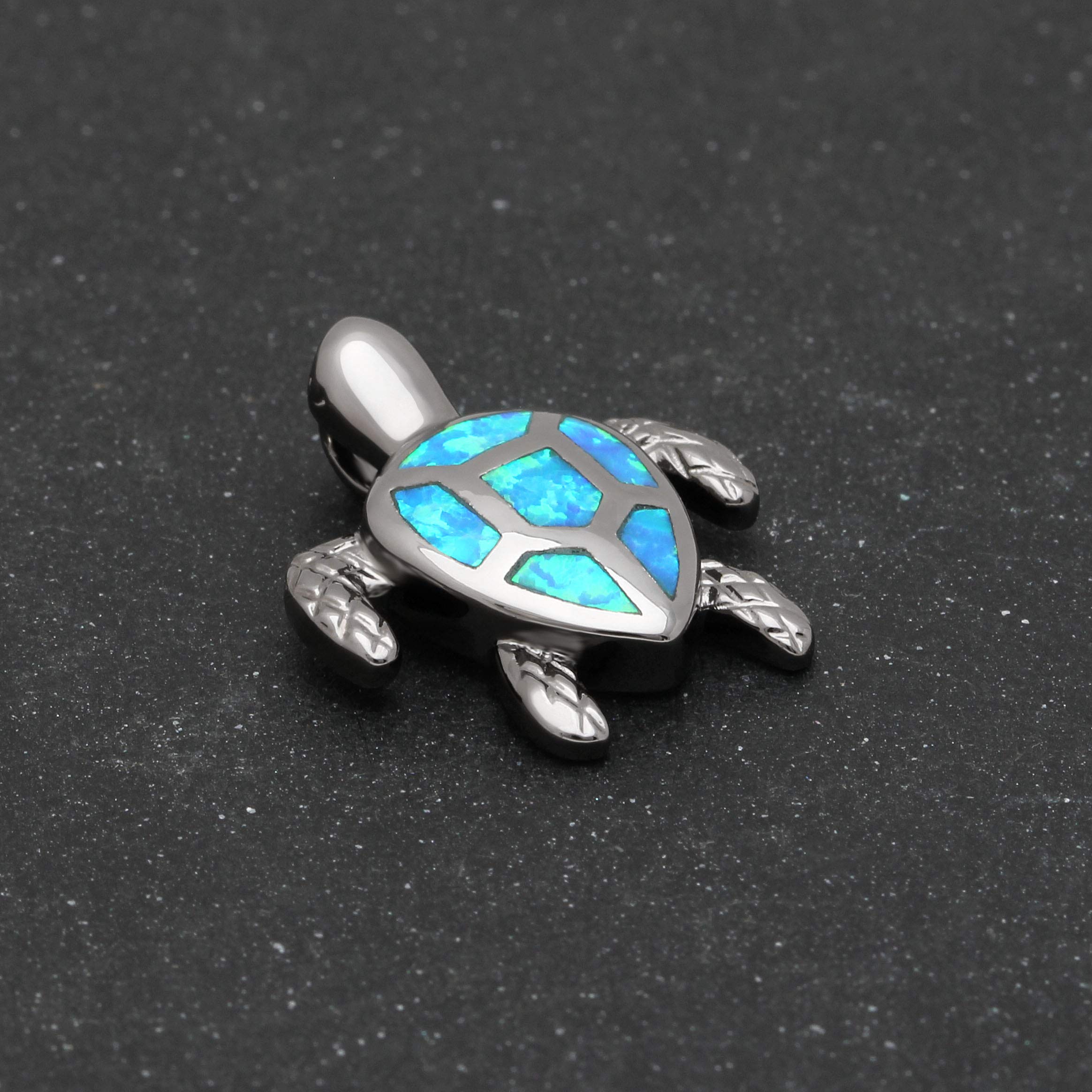 Ginger Lyne Collection Turtle Black Plated Simulated Opal Ring Size 8