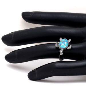 Ginger Lyne Collection Turtle Black Plated Simulated Opal Ring Size 8