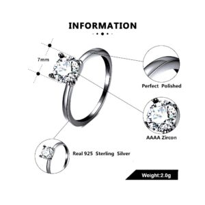 Ginger Lyne Collection Envy Bridal Set for Women -Solitaire 1.25Ct Cubic Zirconia Engagement Ring & Matching 2mm Wedding Band, Sterling Silver, 4 Prong - Size 7