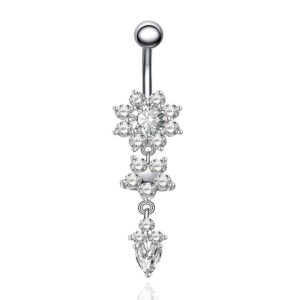 gnoliew 14g belly button rings belly flower dangle women body piercing jewelry