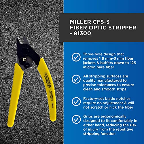 Miller CFS-3 Series Three-Hole Wire Stripper Tool for Working Technicians, Electricians, and Installers, Safe Cable-Splicing Tool, Easily Portable Wire Stripper, 4.2 Ounces