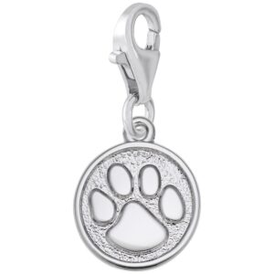 sterling silver paw print charm with lobster claw clasp, charms for bracelets and necklaces