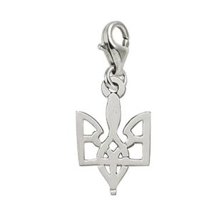 rembrandt sterling silver ukrainian trident charm with lobster claw clasp, charms for bracelets and necklaces