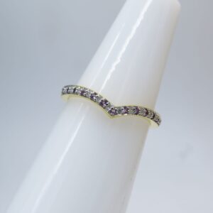 Dazzlingrock Collection Round Amethyst & White Diamond Wedding Chevron Band for Women in 14K Yellow Gold Size 7.5