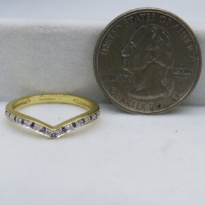 Dazzlingrock Collection Round Amethyst & White Diamond Wedding Chevron Band for Women in 14K Yellow Gold Size 7.5