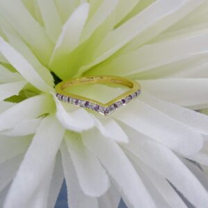 Dazzlingrock Collection Round Amethyst & White Diamond Wedding Chevron Band for Women in 14K Yellow Gold Size 7.5