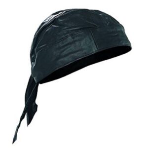 AES Black Leather Style Do Rag Doo Rag Skull Cap Head Wrap