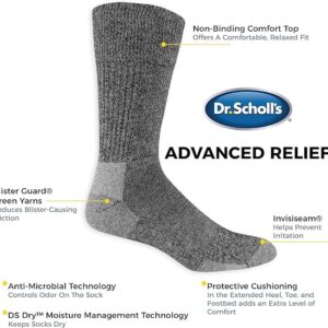 Dr. Scholl's Men's Advanced Relief Crew - 2 & 3 Pair Packs Casual Sock, Khaki, 7 12 US