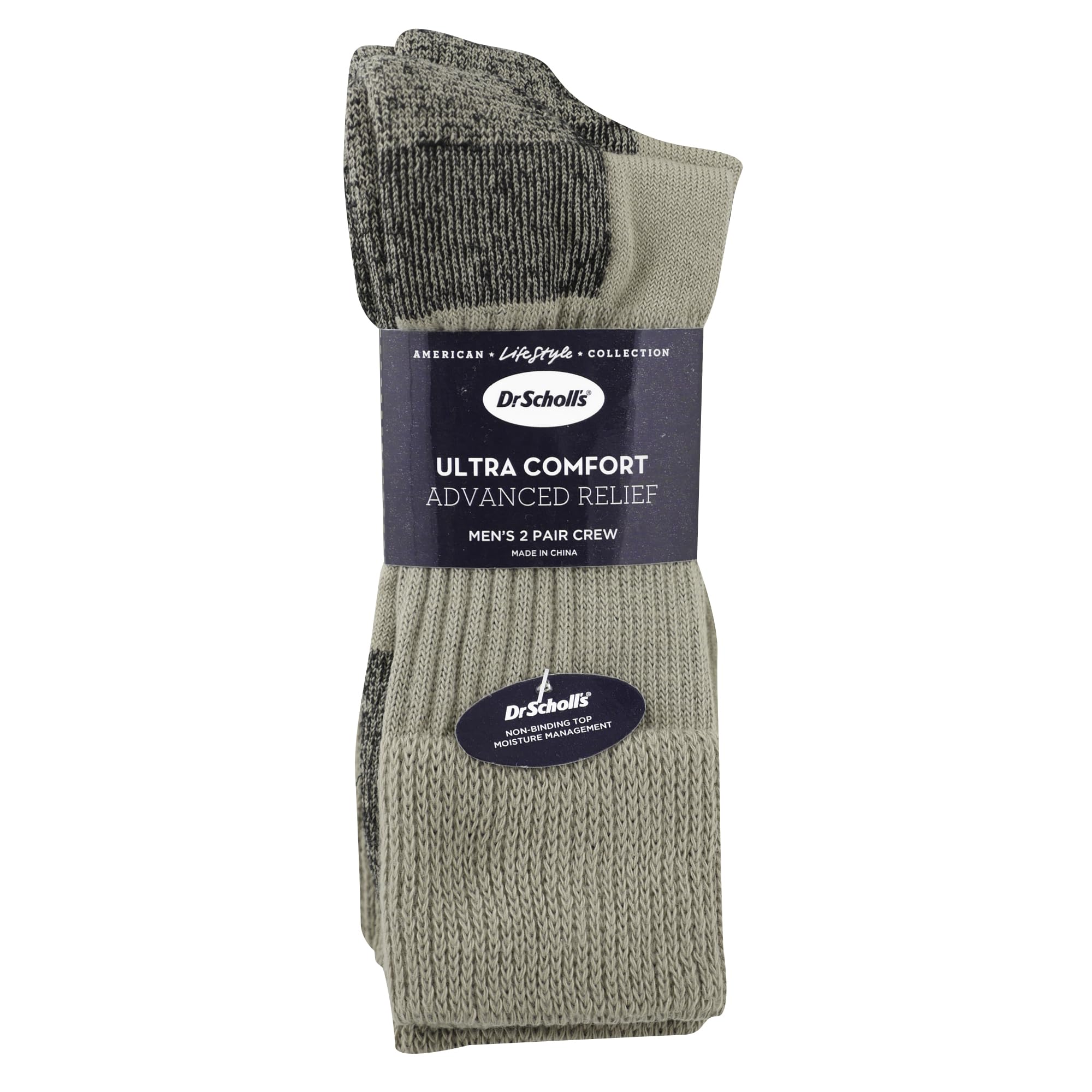 Dr. Scholl's Men's Advanced Relief Crew - 2 & 3 Pair Packs Casual Sock, Khaki, 7 12 US