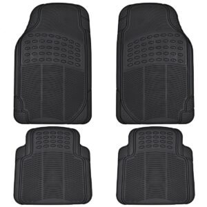 bdk floor mats, 4-piece all-weather car mat with universal fit design, durable rubber car floor mats with capture ridges, waterproof for cars trucks suv (black)