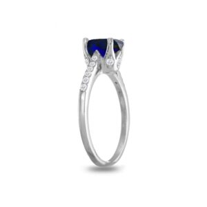 B. BRILLIANT Sterling Silver Created Blue Sapphire and White Topaz Oval Crown Ring, Size 10