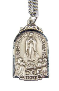 sterling silver our lady of the rosary of fatima arch shaped medal pendant, 1 inch