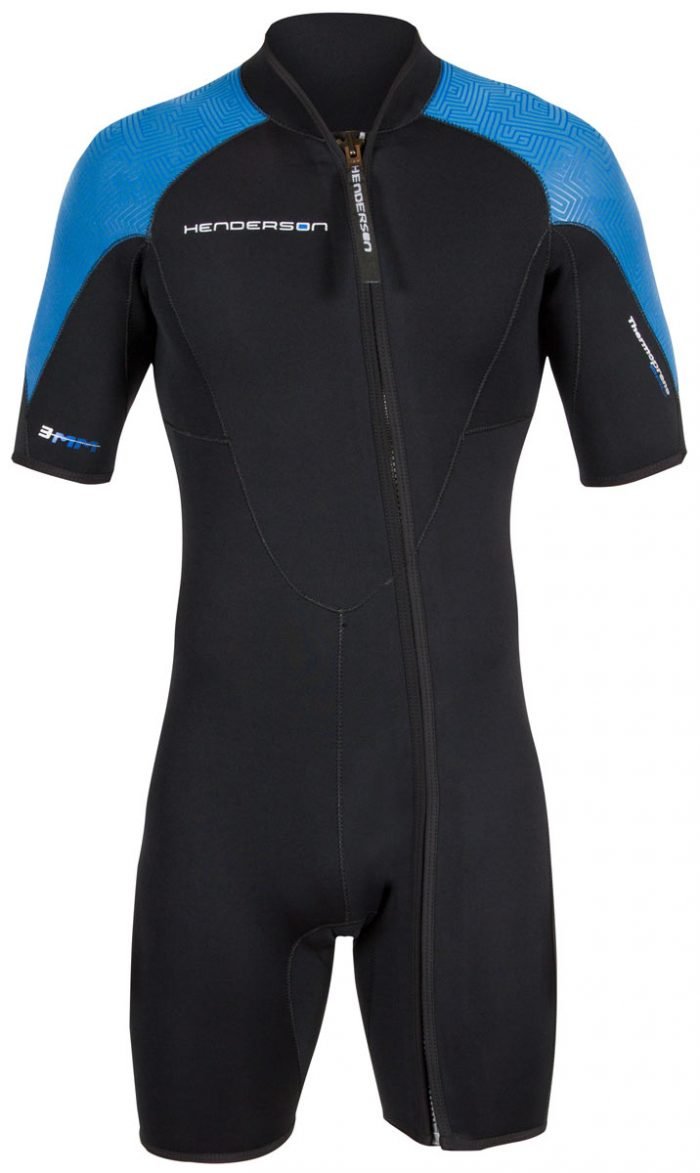 Henderson Men's 3mm Thermoprene Pro Front Zip Shorty Wetsuit, Black/Blue, 6XL