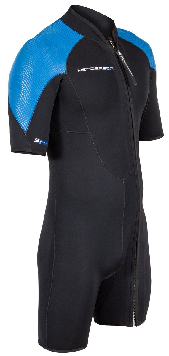 Henderson Men's 3mm Thermoprene Pro Front Zip Shorty Wetsuit, Black/Blue, 6XL