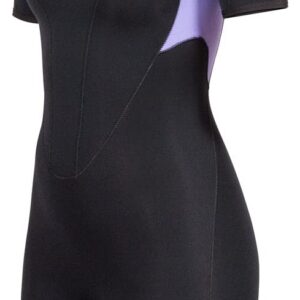 Henderson Women's 3mm Thermoprene Pro Back Zip Shorty Wetsuit, Black/Lavander, 8