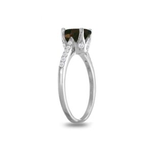 GemStar USA Sterling Silver Smoky Quartz and White Topaz Oval Crown Ring, Size 7