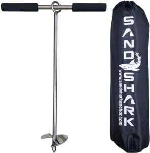 sandshark 18 inch lite series boat anchor - shallow water anchor pole - jet ski anchor, kayak anchor, pontoon boat accessories for beach and sandbar - 316 stainless steel w/handle and padded case