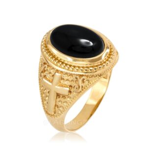 14k yellow gold black onyx gemstone religious cross ring (11)