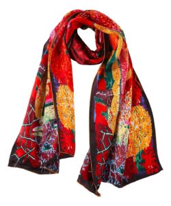 yangtze store yangtzestore women's 100% luxurious long silk scarf classic art collection (red), 63" x 17"