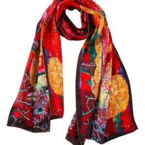 Yangtze Store YangtzeStore Women's 100% Luxurious Long Silk Scarf Classic Art Collection (Red), 63" x 17"