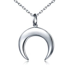 daochong s925 sterling silver crescent moon tooth horn pendant necklace for women