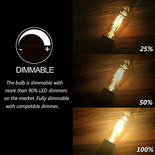 LED Dimmable Edison Light Bulbs 4W, 2200K-2400K Warm White (Amber Glass) ST64, E26 Base Pack of 6