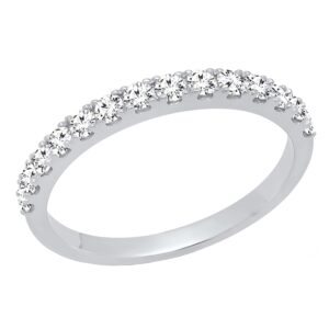 dazzlingrock collection 0.50 carat (ctw) 10k round diamond wedding anniversary stackable band 1/2 ct, white gold, size 6.5