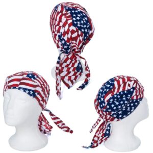 CoverYourHair American Flag Durag - USA Doo Rag - Dew Rags for Men - Patriotic Skull Caps - American Flag Headbands (2 Pack Dew Rags)