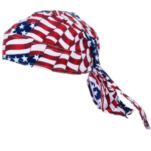 CoverYourHair American Flag Durag - USA Doo Rag - Dew Rags for Men - Patriotic Skull Caps - American Flag Headbands (2 Pack Dew Rags)