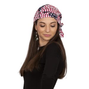 CoverYourHair American Flag Durag - USA Doo Rag - Dew Rags for Men - Patriotic Skull Caps - American Flag Headbands (2 Pack Dew Rags)